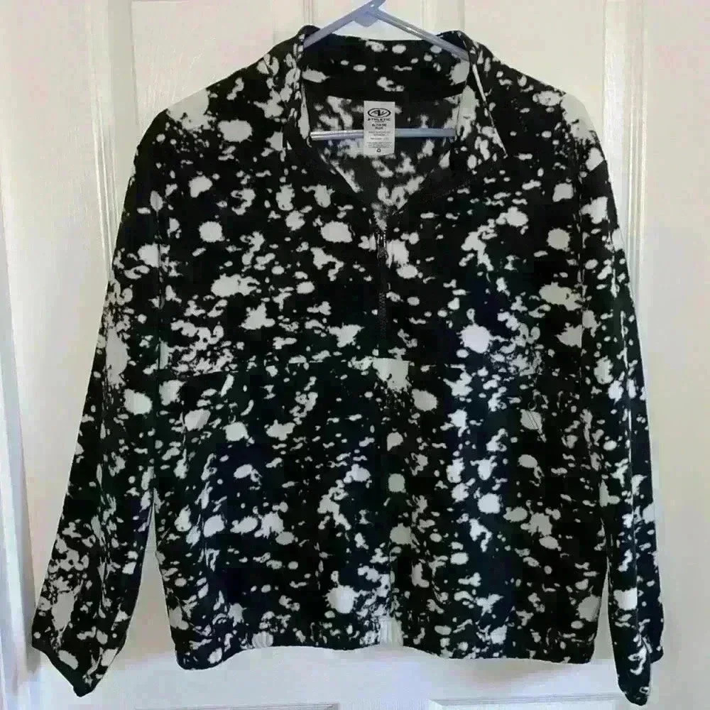 Cow Print Black & White Soft 1/2 Zip Sweater/Pullover… - Gem